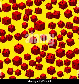 Yellow Red Dice Seamless Pattern, 3D illustration Stock Vector Image ...