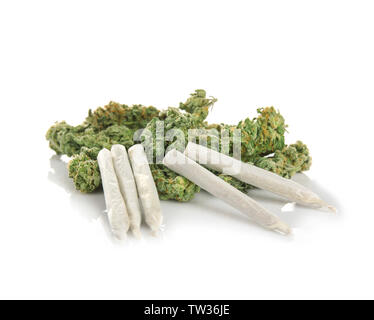 Heap of weed buds with cigarettes, closeup Stock Photo - Alamy