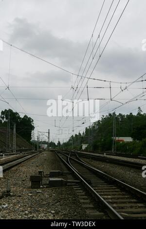 The longitudinal and horizontal lines of the railway Stock Photo - Alamy