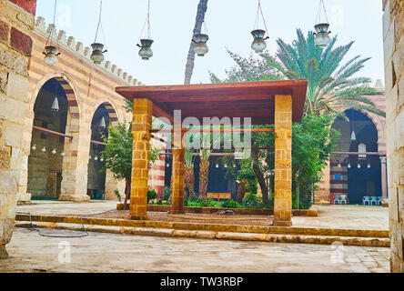 The medieval stone arcade of Aqsunqur (Blue) Mosque with Ablaq style ...