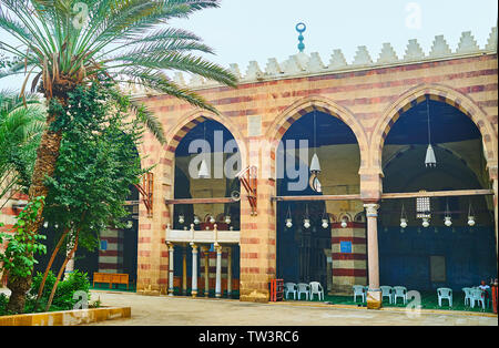 The medieval stone arcade of Aqsunqur (Blue) Mosque with Ablaq style ...