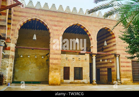 The medieval stone arcade of Aqsunqur (Blue) Mosque with Ablaq style ...