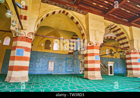 The medieval stone arcade of Aqsunqur (Blue) Mosque with Ablaq style ...
