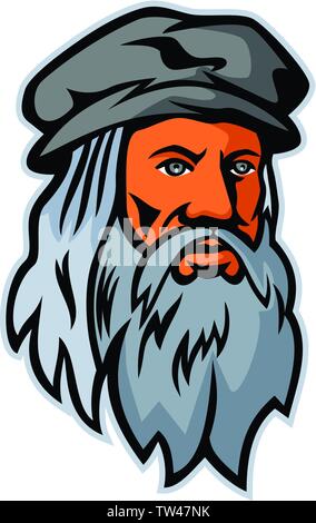 Leonardo da Vinci cartoon character. Vector Illustration. Kids History ...