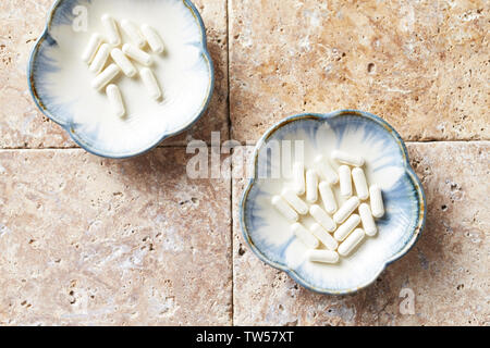 Melatonin Capsules. Concept for a healthy dietary supplementation ...