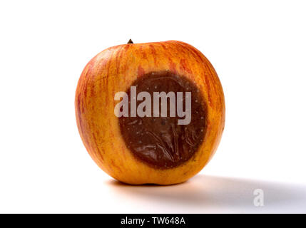 side view rotten apple on a white background Stock Photo - Alamy