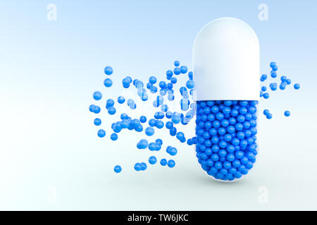 Blue granular capsule, 3-D rendering Stock Photo - Alamy