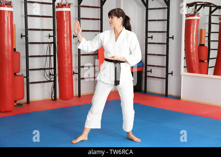 Female karate instructor in dojo Stock Photo - Alamy