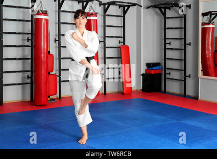 Female karate instructor in dojo Stock Photo - Alamy