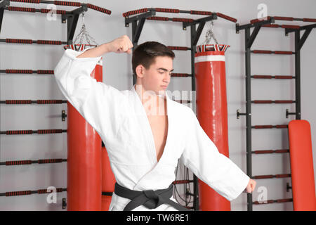 Male karate instructor in dojo Stock Photo - Alamy