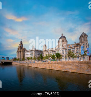 Liverpool, UK - May 17 2018: Bronze statue of the Beatles stands at the ...