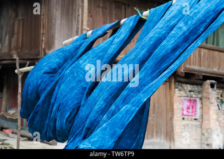 Indigo dyed fabric - Zhaoxing, Guizhou province (China Stock Photo - Alamy