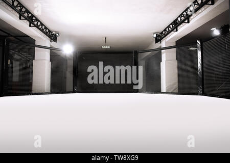 Empty ring for MMA in gym Stock Photo - Alamy