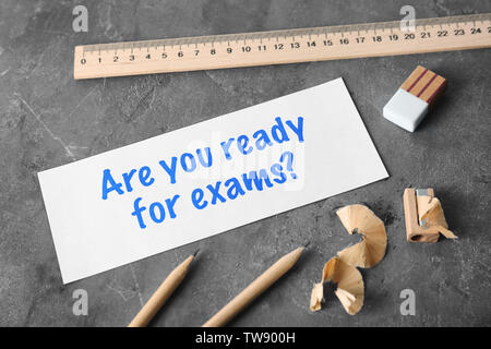 Paper note with question Are You Ready For Exams and stationery on ...