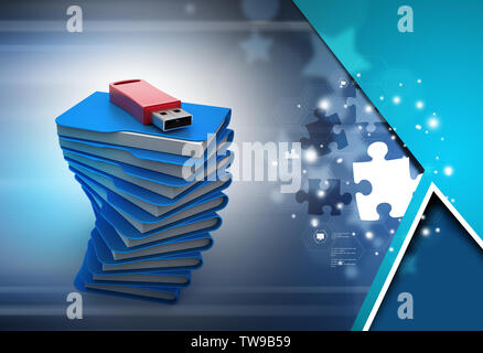 Usb drive with file folder Stock Photo - Alamy