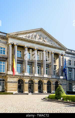 Neo classical facade of the Federal Parliament in Brussels, Belgium ...