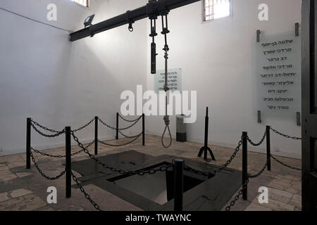 Hanging noose at the gallows of the former Acre or Akko Prison and ...