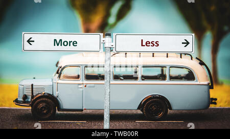 Street Sign the Direction Way to More versus Less Stock Photo - Alamy