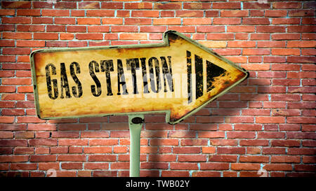 Street Sign the Direction Way to Gas Station Stock Photo - Alamy