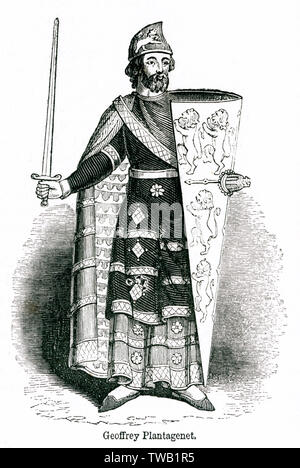 Geoffrey V, Plantagenet, Count of Anjou, 1113-1151. He wears a helmet ...