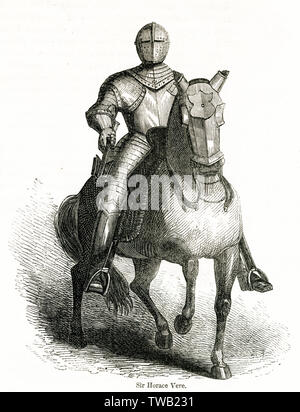 A knight in suit of plate armour kneeling before a noblewoman in an ...