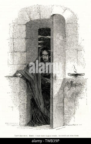 Macbeth about to murder King Duncan in Macbeth by William Stock Photo ...