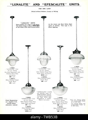 Electric Light Fixtures catalogue, Single Light Units Stock Photo - Alamy