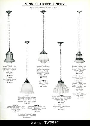 Electric Light Fixtures catalogue, Suspensions for one lamp Stock Photo ...