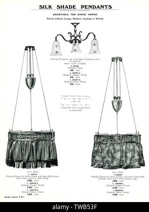 Electric Light Fixtures catalogue, Silk Shade Pendants Stock Photo - Alamy