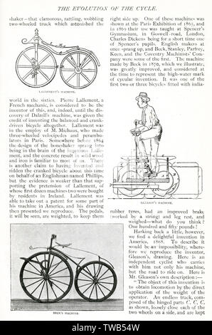 The Evolution of the Cycle -- three cycling machines Stock Photo - Alamy
