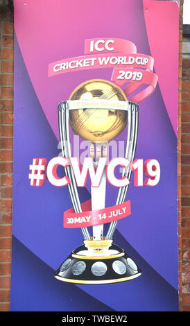 Signage for the ICC Cricket World Cup 2019 at Lancashire Cricket Club ...