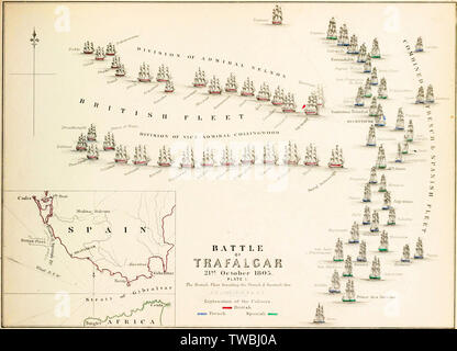 Map of the Battle of Trafalgar, 21 October 1805, plate 2, illustration ...