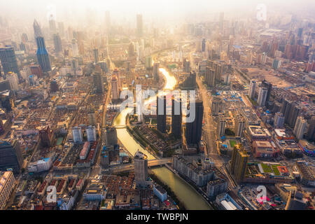 Aerial photography of Shanghai Puxi complex and other Stock Photo - Alamy