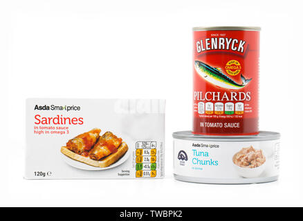 A can of Asda Smart Price skipjack yuna. White background. England UK ...