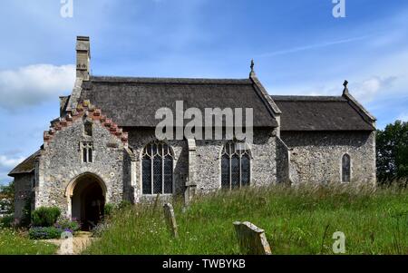 11th century Church of St Lawrence in the evening light, Chobham ...
