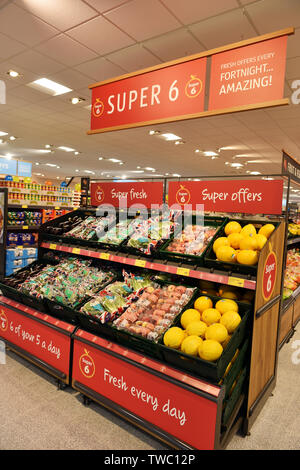 Vegetables and fruits in a discount Aldi Supermarket, Leeds UK Stock ...