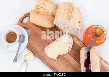 Fresh baked bread with marmalade various kinds of marmalade Stock Photo ...