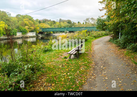 A Riverside Pathway along the River Wansbeck at Morpeth, at dusk Stock ...