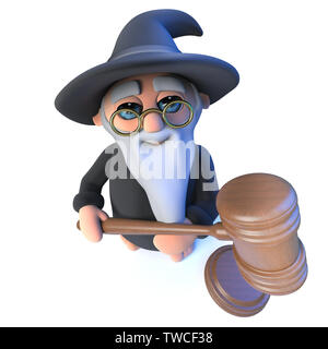 3d render of a funny cartoon wizard magician character holding a ...