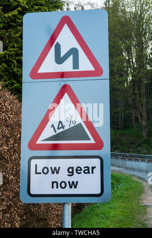 Warning road sign Steep Hill ahead. Queensland Australia Stock Photo ...