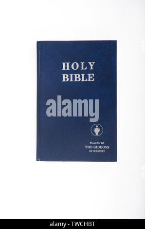 holy bible placed by the gideons on the beside table in the interior of ...
