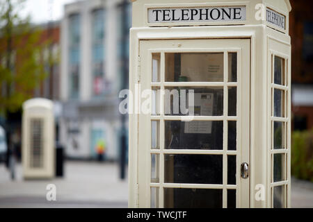 Kingston upon Hull white telephone boxes Stock Photo - Alamy