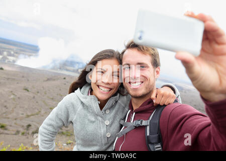 Hawaii Volcanoes National Park. Couple Hiking on Kilauea Iki Trail in ...
