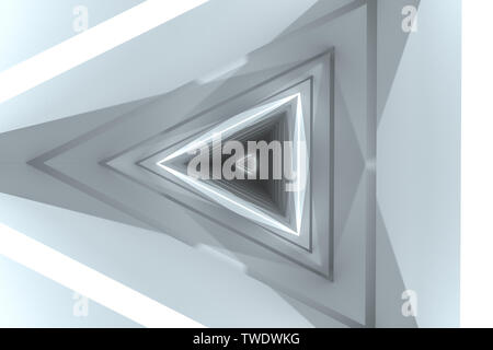 Three-dimensional rendering, luminous triangular channel Stock Photo ...