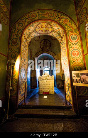 These frescoes from St. Sophia Church in Ohrid are examples of Byzantine art, depicting ...