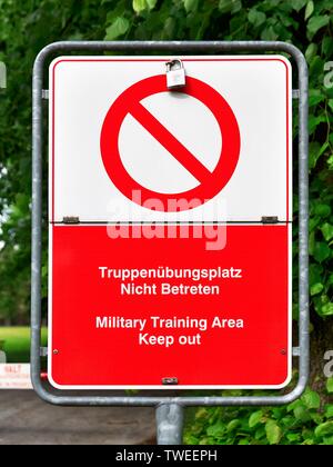 Military Training Area warning sign, Braunton Burrows, Devon, UK Stock ...