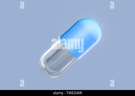 Blue granular capsule, 3-D rendering Stock Photo - Alamy