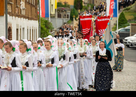 The Catholic Sorbs in their traditional costumes take part in a Corpus ...