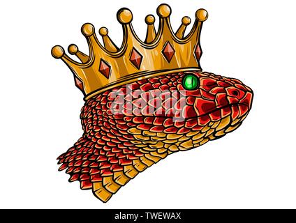 Hand-drawn vintage Snake with Crown tattoo art. Vector illustration ...