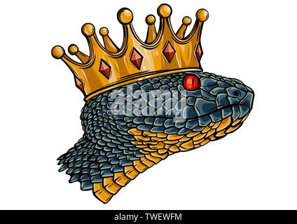Hand-drawn vintage Snake with Crown tattoo art. Vector illustration ...